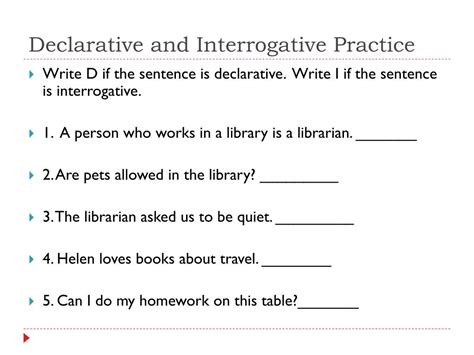 Declarative Sentence Worksheet