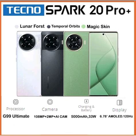 Jual TECNO SPARK 20 PRO 8 256GB 108MP ULTRA SENSING LAYAR AMOLED FHD 120Hz HELIO G99