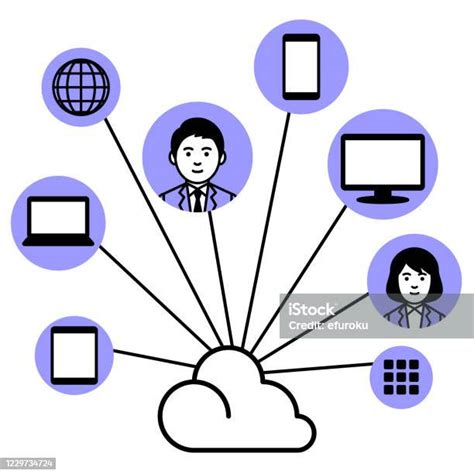 클라우드를 통해 정보 기술 네트워크 개념 벡터 그림입니다 개념에 대한 스톡 벡터 아트 및 기타 이미지 개념 공동체 남성