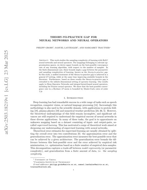 Pdf Theory To Practice Gap For Neural Networks And Neural Operators