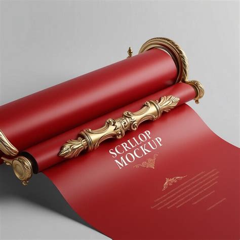 Elegant Red Scroll Design Mockup Premium Ai Generated Image Elegant Red Scroll Design Mockup Premium Ai Generated Image