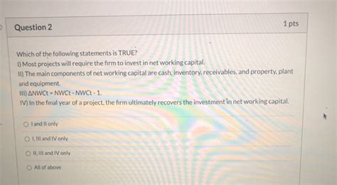 Solved Question 2 1 Pts Which Of The Following Statements Is