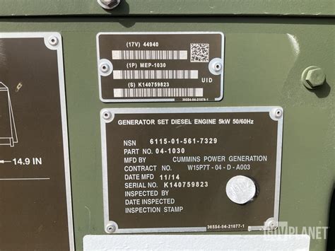 Surplus Cummins Power Generation Mep 1030 5kw Generator Set In Yermo California United States