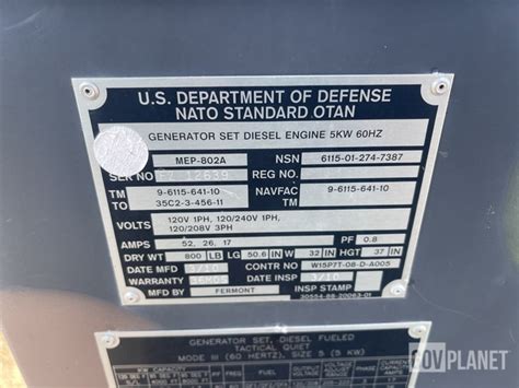 Surplus 4 Fermont Mep 802a 5kw Generator Sets In Capac Michigan