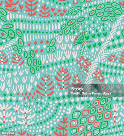 플로럴 이음새가 있는 패턴 낙서 스타일입니다 식물로 만든 정원 풍경입니다 허브 나무와 꽃 0명에 대한 스톡 벡터 아트 및 기타 이미지 Istock