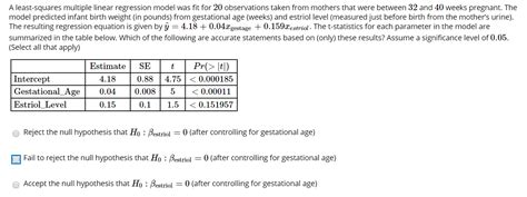 Solved A Least Squares Multiple Linear Regression Model Was