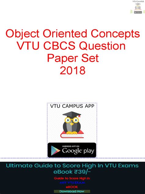 Object Oriented Concepts Vtu Cbcs Question Paper Set 2018 Pdf