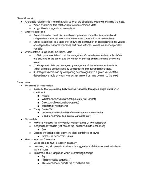 Week 4 Bivariate Cross Tabulation General Notes A Testable