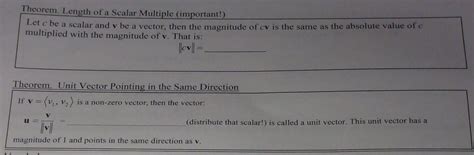 Solved Theorem Length Of A Scalar Multiple Important Let Chegg Com