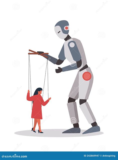 Robot Replace The Human In Office Idea Of Artificial Intelligence