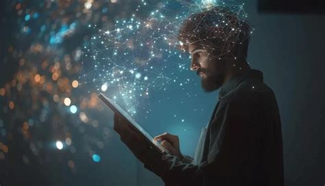 Man Interacting With Digital Network Premium Ai Generated Image