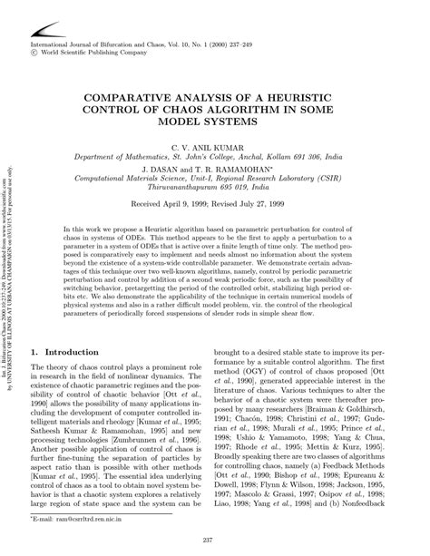 pdf comparative analysis of a heuristic control of chaos algorithm in