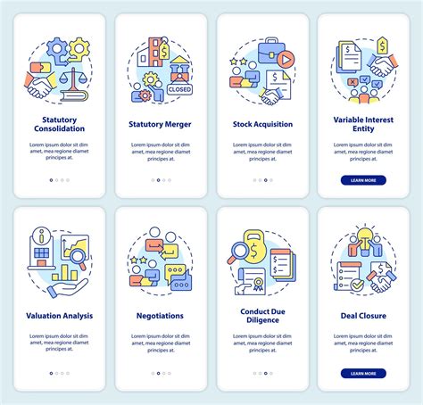 Business Consolidation Strategies Onboarding Mobile App Screen Set Walkthrough 4 Steps Editable