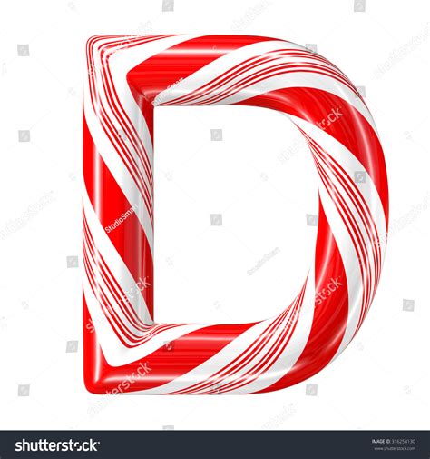Mint Hard Candy Cane 3d Alphabet Collection Striped In Christmas