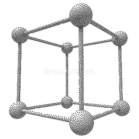 Wireframe Mesh Dotwork Vector Cube Ilustración Del Vector Ilustración