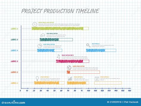 Handmade Gantt Project Production Timeline Graph Vector Illustration 210959918