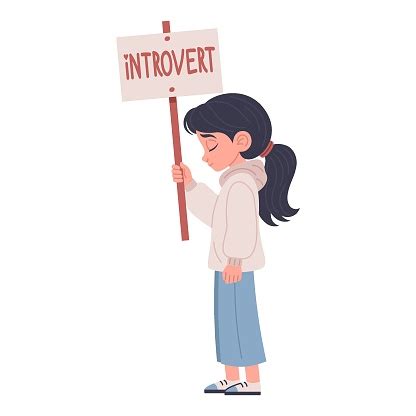 Happy Introverted Girl Vector Illustration Stock Illustration