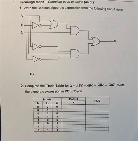 Solved Ii Karnaugh Maps Complete Each Exercise 46 Pts