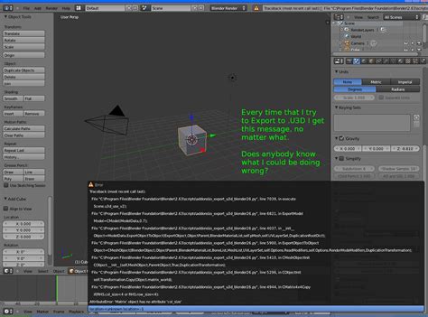 Attempt To Export To U3d Error Message Technical Support Blender