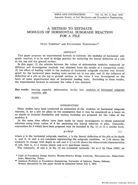 A Method To Estimate Modulus Of Horizontal Subgrade Reaction For A Pile