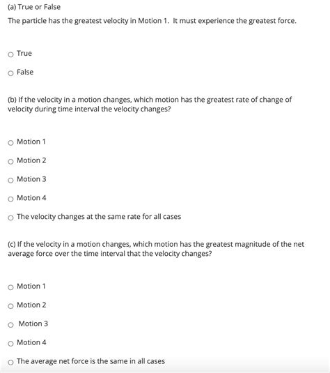 Solved 1 Four Different Examples Of Motion For A Partic
