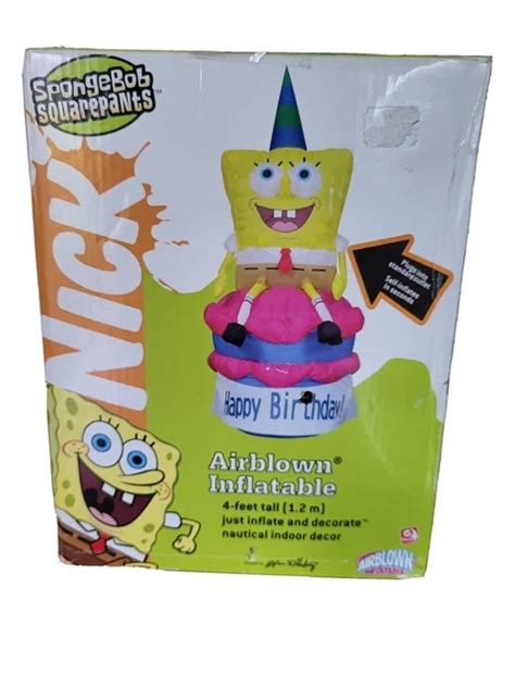 Spongebob Squarepants Gemmy Airblown Happy Birthday Inflatable 4 Feet £