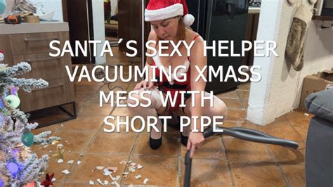 Santas Sexy Helper Vacuuming Xmass With Short Pipe Vacuuming Atelier Clips4sale
