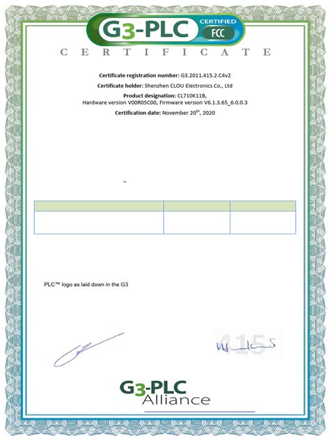 G3 Plc Certificate Fcc Shenzhen Clou Electronics Co Cl710k11b For Publication Pdf Computer