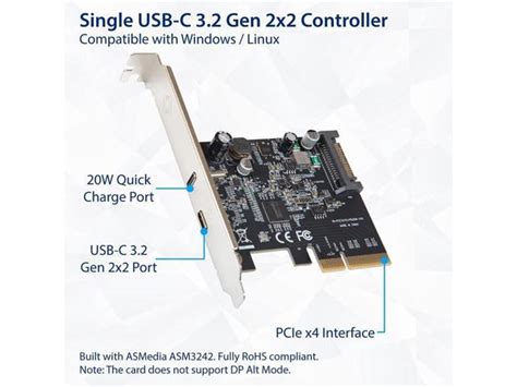 IO CREST USB C 3 2 Gen 2x2 20W QC Power Delivery PCI E Gen 3 X4 Expansion Card SATA Powered