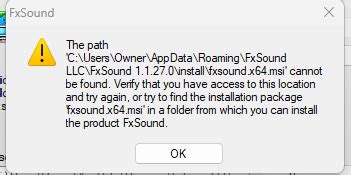Cannot Install A New FX App Get Help FxSound