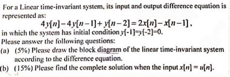 Time Invariant System Its Input And Output