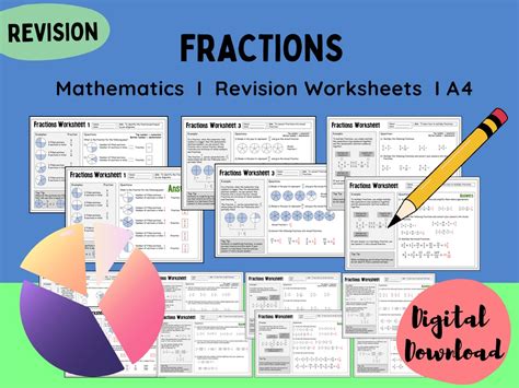 Fractions Maths Gcse Revision Worksheet Pack Learning Set Etsy
