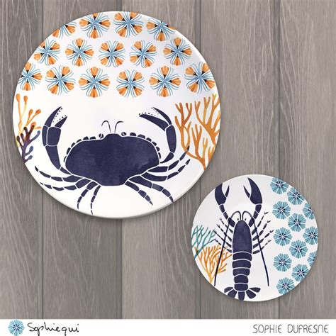 Crabs And Lobsters And Shrimps Oh My Crustaceans Plates Pottery