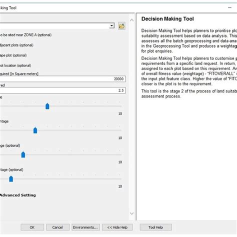 User Interface Of The Decision Making Tool In Arcgis Download Scientific Diagram