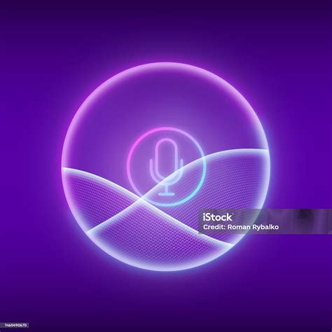 개인 비서 및 음성 인식 개념 사운드 지능형 기술의 그림입니다 밝은 음성과 사운드 모방 라인이있는 마이크 음성 제어 음성 및