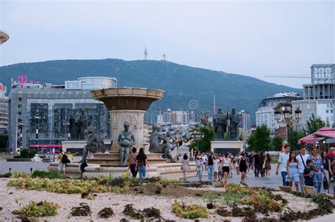 North Macedonia Real Life In The City Autumn Spring Summer Warm Season