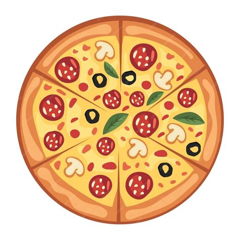 이탈리아 페퍼로니 피자 벡터 일러스트 레이 션 프리미엄 벡터
