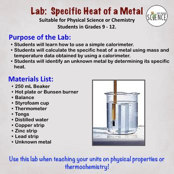 Chemistry Lab Specific Heat Of A Metal By Amy Brown Science TpT