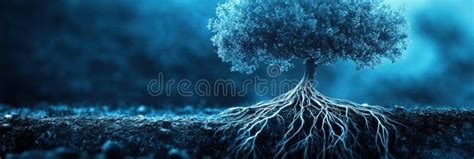 Creative Representation Of A Tree With Roots Resembling A Neural