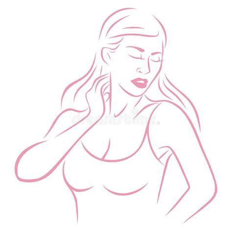 Pretty Girl Woman Fashion Logo Design Simple Line Vector Art Icon Stock Vector Illustration Of