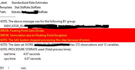 Solved Sas Error Floating Point Zero Divide Sas Support Communities