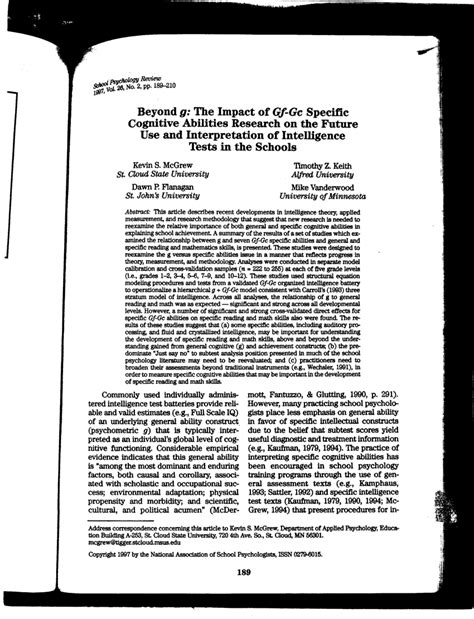 Pdf Beyond G The Impact Of Gf Gc Specific Cognitive Abilities