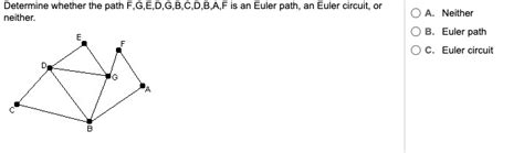 Determine Whether The Path F G E D G B C D B A F Is An Euler Path An Euler Circuit Or Neither