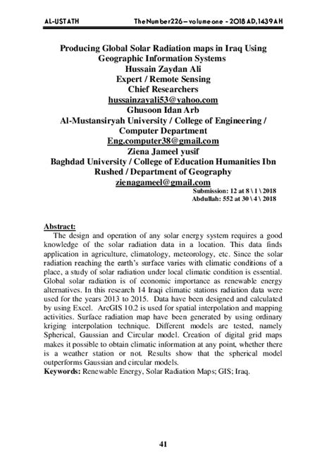 Pdf Producing Global Solar Radiation Maps In Iraq Using Geographic Information Systems