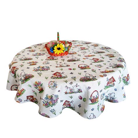 Купити Скатертина гобеленова Великодня святкова для круглого столу Заяча поляна ціна 1560 24