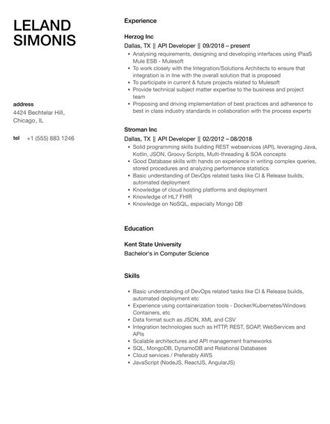 Api Developer Resume Samples Velvet Jobs