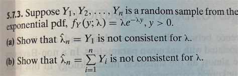 solved 5 7 3 suppose y1 y2 … yn is a random sample from th
