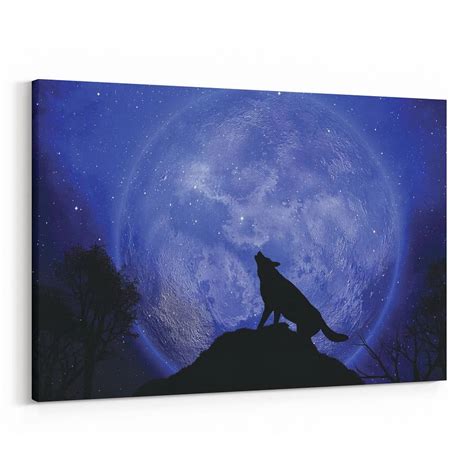 Wolf Howling At The Moon Acrylic Paintings