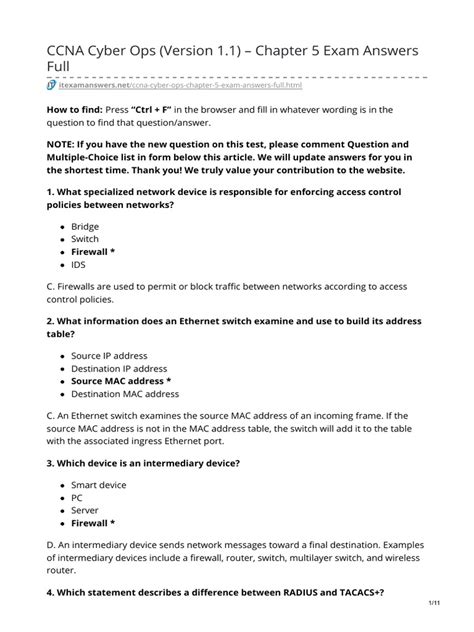 Ccna Cyber Ops Version 11 Chapter 5 Exam Answers Full Pdf Computer Network Router Computing