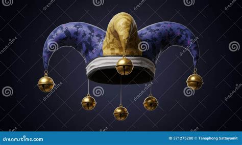 Red Jesters Cap With Golden Bells Isolated On White Background Cartoon
